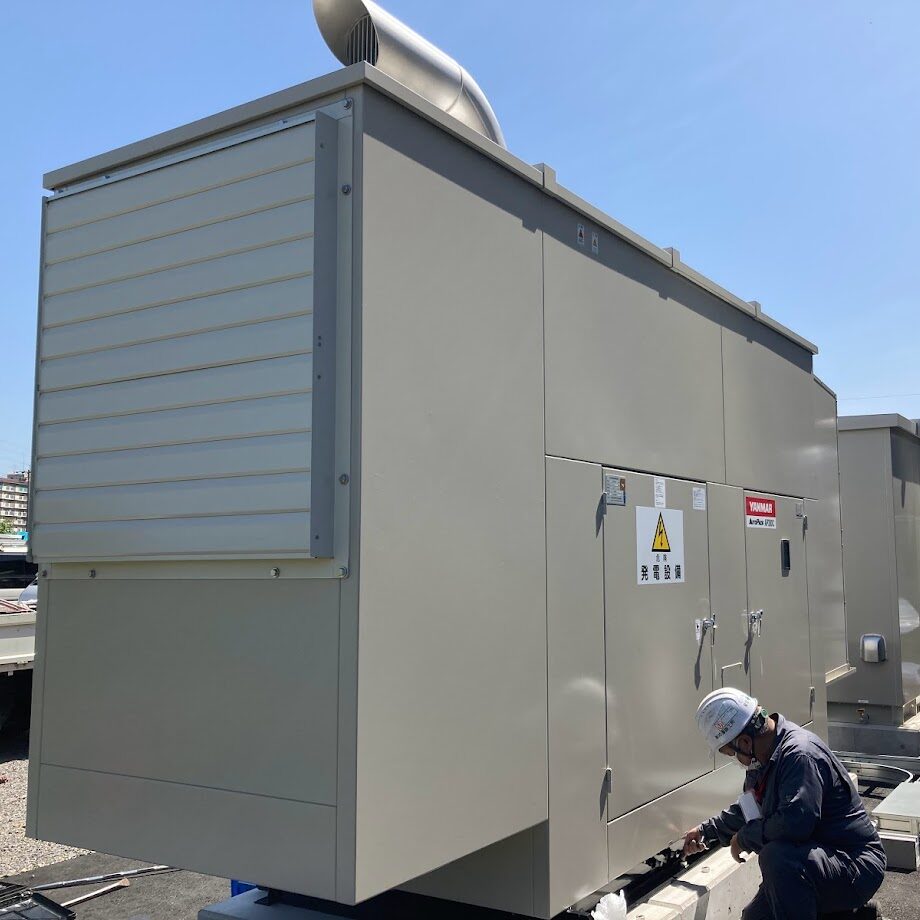 発電設備工事(発電機AP300C、油庫950L)／某物流倉庫様 – 大竹建機産業株式会社｜名古屋の建機・資材・非常用電源・発電機販売